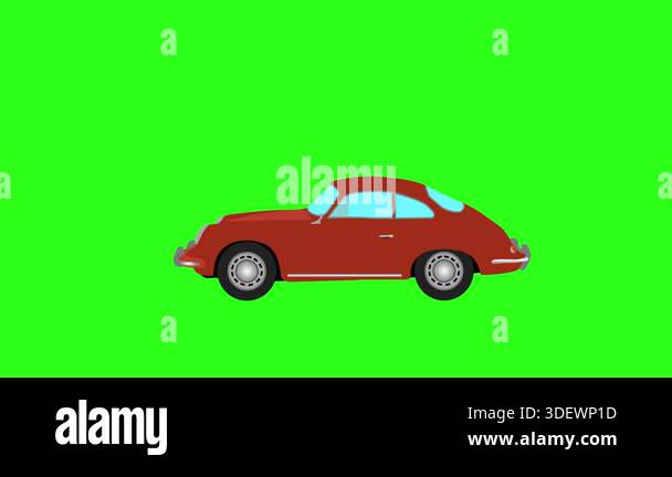 Cartoon animation of classic car animation on green screen loop Stock ...