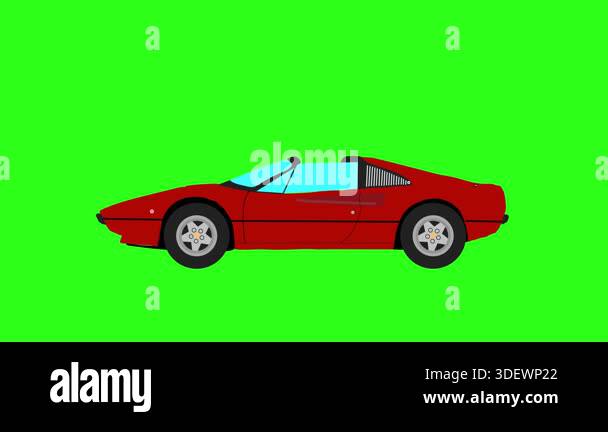 Cartoon animation of classic car animation on green screen loop Stock ...