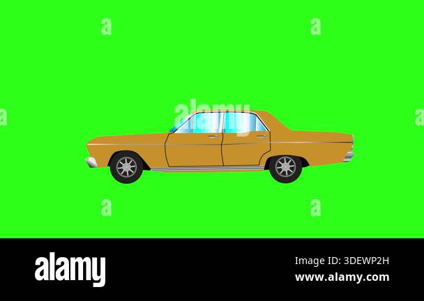 Cartoon animation of classic car animation on green screen loop Stock ...