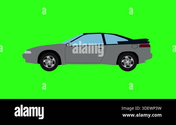 Cartoon animation of classic car animation on green screen loop Stock ...
