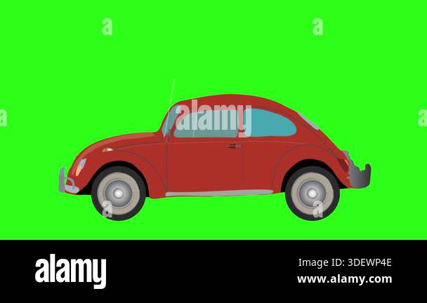Cartoon animation of classic car animation on green screen loop Stock ...