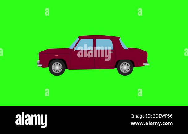 Cartoon animation of classic car animation on green screen loop Stock ...