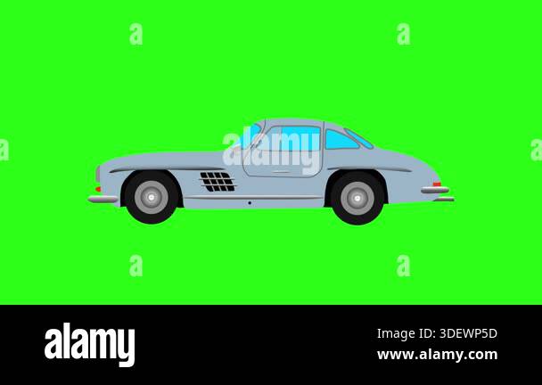 Cartoon animation of classic car animation on green screen loop Stock ...