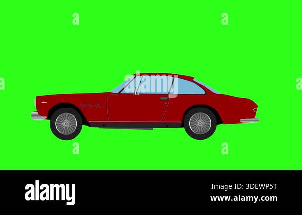 Cartoon animation of classic car animation on green screen loop Stock ...
