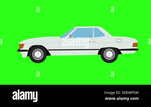 Cartoon animation of retro old car driving, green screen Stock Video ...