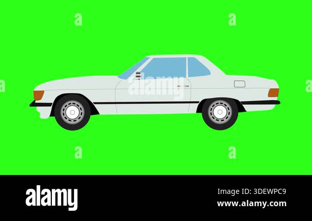 Cartoon animation of classic car animation on green screen loop Stock ...