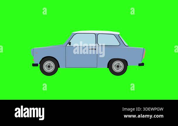 Cartoon animation of classic car animation on green screen loop Stock ...