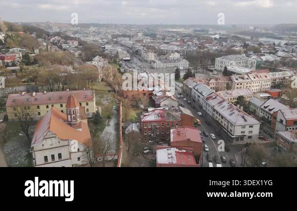Kaunas, Lithuania - 28th november, 2024: aerial static view Kaunas Old ...