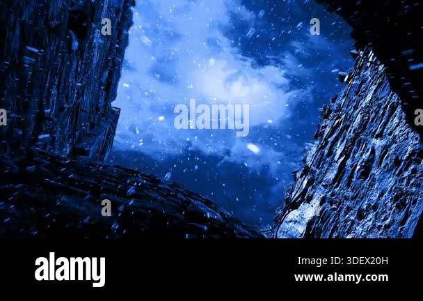 Stormy Sky Above Castle Ruins In Rain And Lightning Stock Video Footage ...