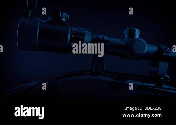 Scope On Sniper Rifle In Dark Room Stock Video Footage - Alamy