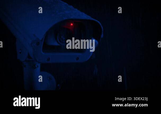 CCTV Camera Recording In Rain Storm Stock Video Footage - Alamy