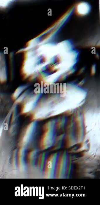 Glitch Art Portrait Of A Neon Blue Clown Mask With Distorted Facial ...