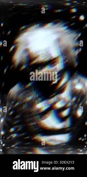 Glitch Art Portrait Of A Neon Blue Clown Mask With Distorted Facial ...