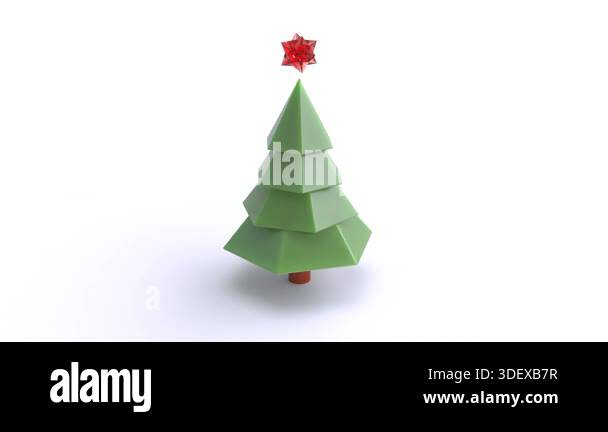 Plastic Christmas tree red star on white bg able to loop endless 4k ...