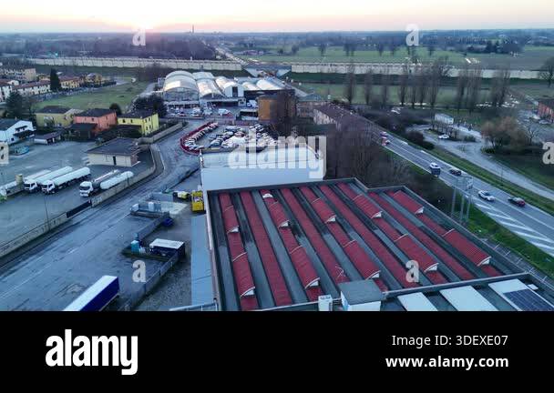 Cremona, Italy - February 11th 2023 An aerial perspective captures a ...
