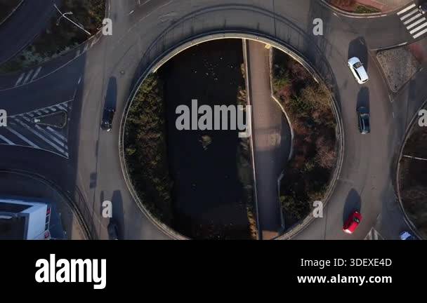 Aerial View of Roundabout and Road Junction Stock Video Footage - Alamy