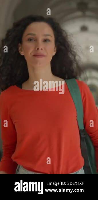 Hispanic Latina student girl walk university corridor angry girls push ...