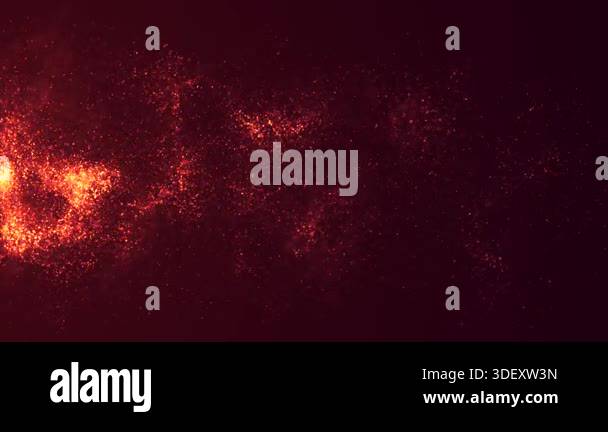 Animated fiery particles flare and dissipate in the darkness, creating ...