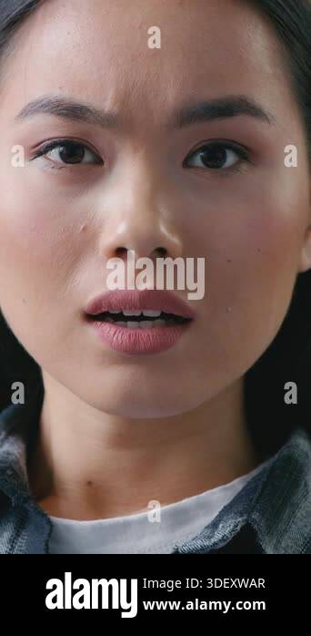 Shocked disappointed sad Asian Korean woman emotional portrait looking ...