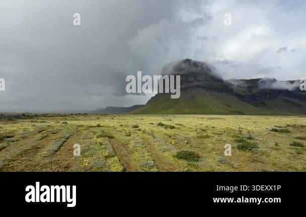 Striking Table Mountain Dominating Vast Desolate Plain in Iceland. High ...
