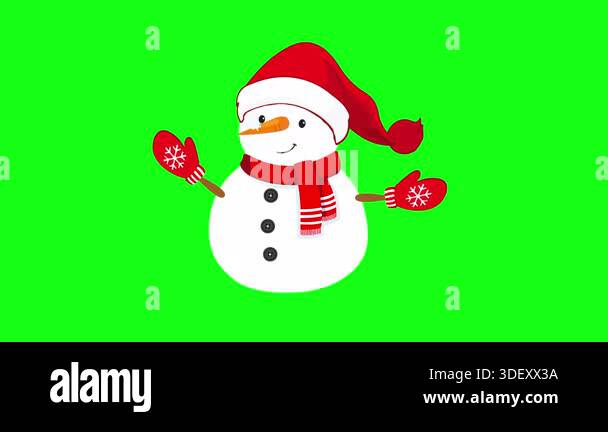 Jumping and wave hand snowman animation on green screen. Looping ...