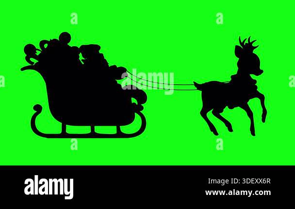 Silhouette Santa Claus and reindeer with Christmas gift vector ...