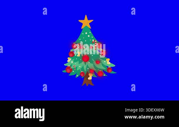 Merry Christmas Tree vector animation. animation red light bulb on ...