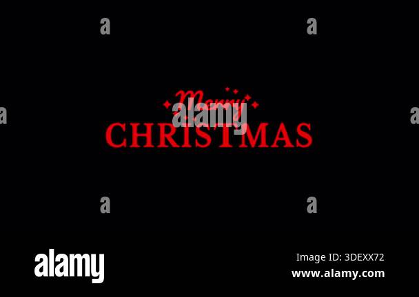 Merry Christmas in red color text animation with ink overlay style ...
