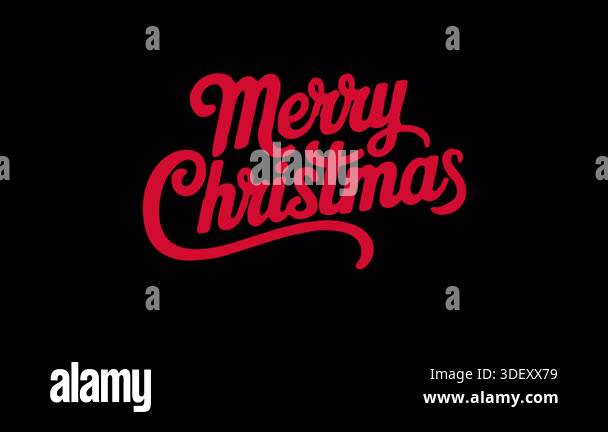 Merry Christmas in red color text animation with ink overlay style ...
