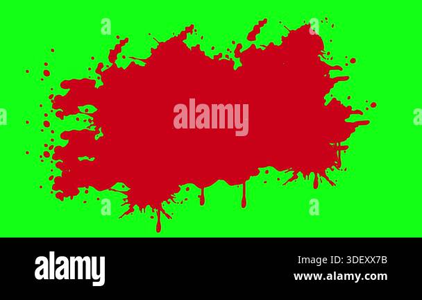 Blood splash drip animation on green screen. Splatter and dripping ...