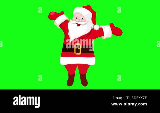 Jumping and wave hand Santa Claus looping animation on green screen ...
