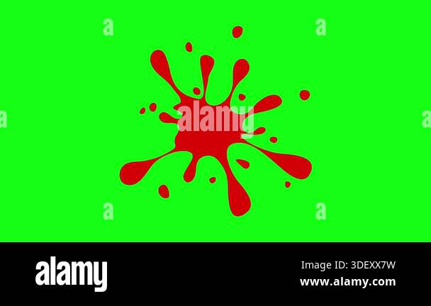 Various color red, white and black ink plash animated on green screen ...