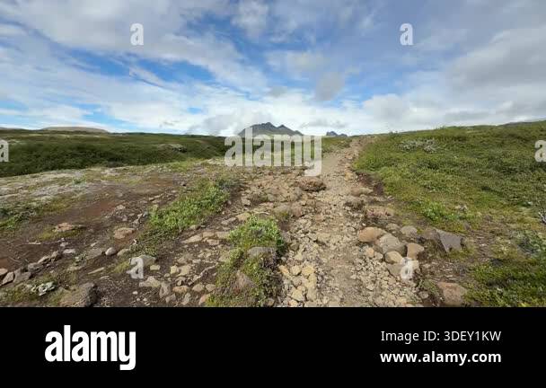Dirt Road Leading Toward Dramatic Mountain Peak in Icelandic Highlands ...
