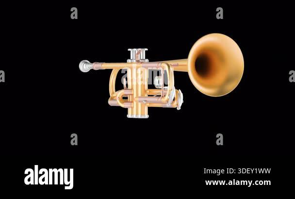 Brass trumpet rotating animation seamlessly loopable. 3D rendering ...