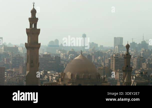 Mosque Top With The Arabic City In The Background Stock Video Footage ...