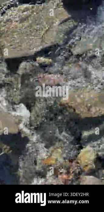 Small Mountain Stream Cascading Over Large Rocks in Iceland. High ...