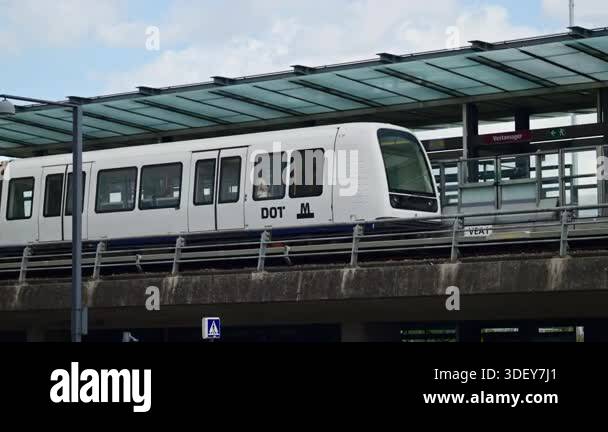 Copenhagen, Denmark - August 4, 2025: Driverless Metro train arriving ...