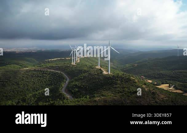 Drone footage of windmills generating clean energy in Catalonia, Spain ...