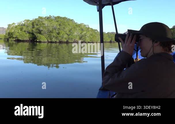 Boat trip in mangrove forest at the coast of the Pacific Ocean near La ...