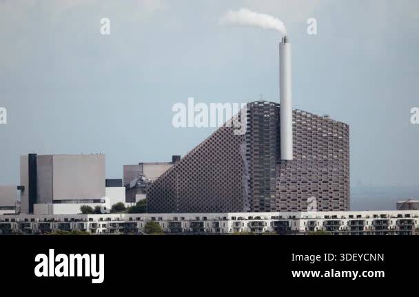 CopenHill waste to energy power plant with smoke coming from the ...