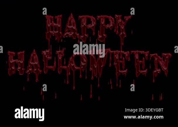 Set of two "Happy Halloween" text animations with different dripping ...