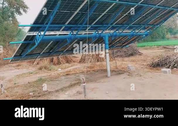 Modern solar panel array providing sustainable energy for farms Stock ...