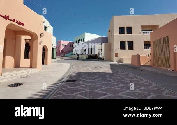 Qatar Doha 2 february 2025, Colorful architecture in desert town at ...