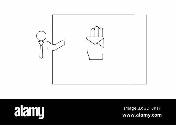 A simple outline illustration of a business presentation on email ...