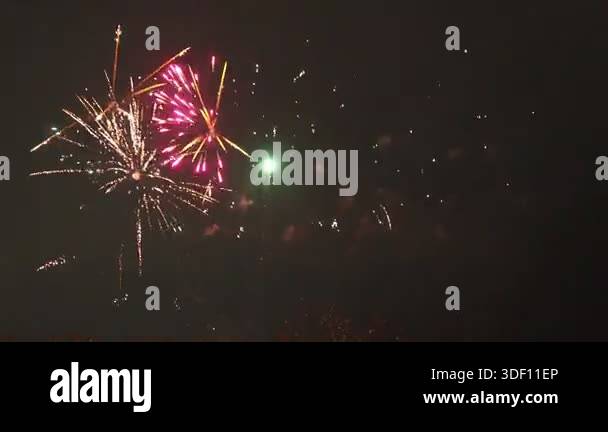 Shining color fireworks celebration background. Festive firework new ...