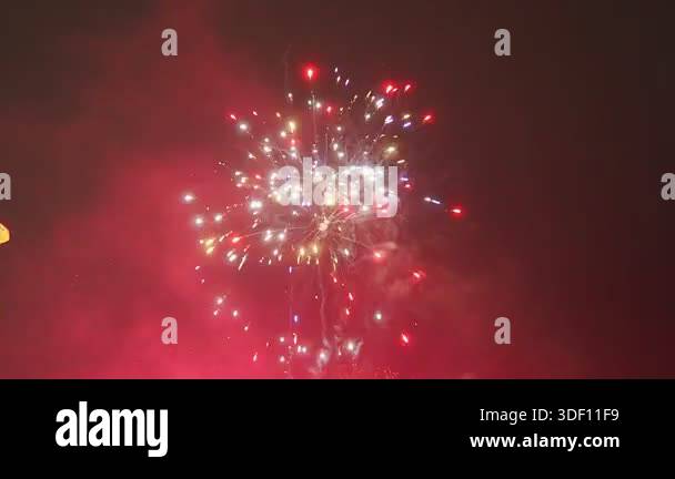 Shining color fireworks celebration background. Festive firework new ...