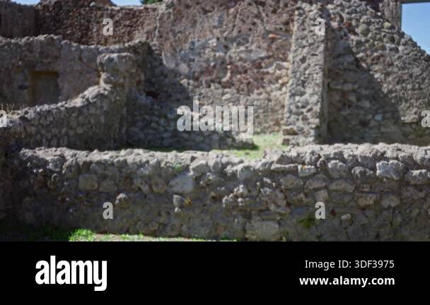 Pompeii stone ruins defocused background outdoor, ancient crumbling ...