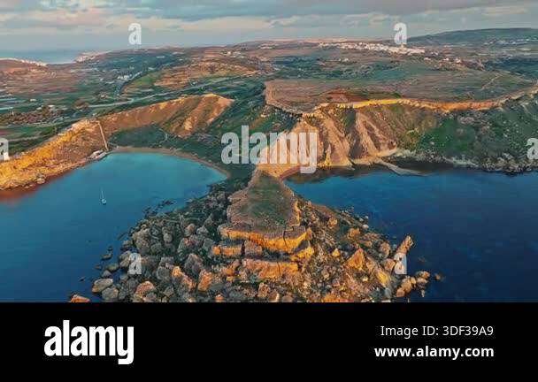 Drone view of countryside agriculture fields. Malta island Stock Video ...