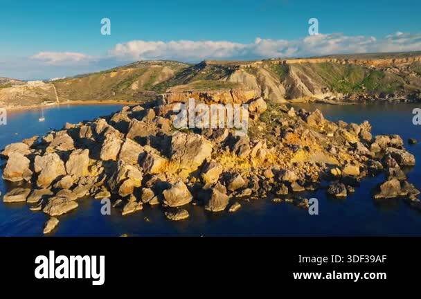 Drone view of countryside agriculture fields. Malta island Stock Video ...