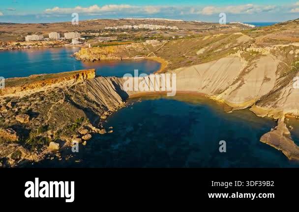 Drone view of countryside agriculture fields. Malta island Stock Video ...